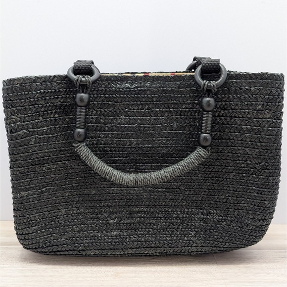 croft & barrow | Bags | Croft Barrow Black Woven Straw Handbag Purse ...